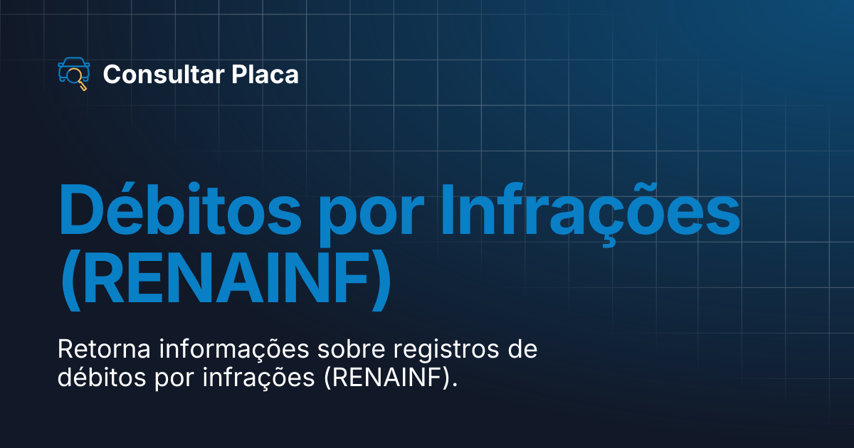 Débitos por Infrações (RENAINF) | Consultar Placa